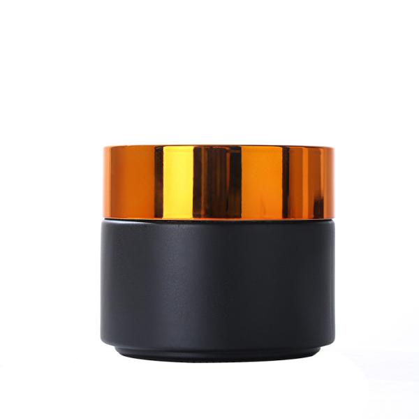 Quality Matte Glass Powder Puff Case 5g To 100g Black Cosmetic Jars OEM for sale