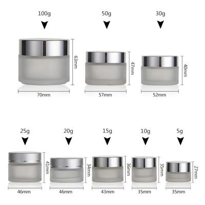 China 100g Frosted Glass Cream Jar Cosmetic Empty Foundation Bottle for sale