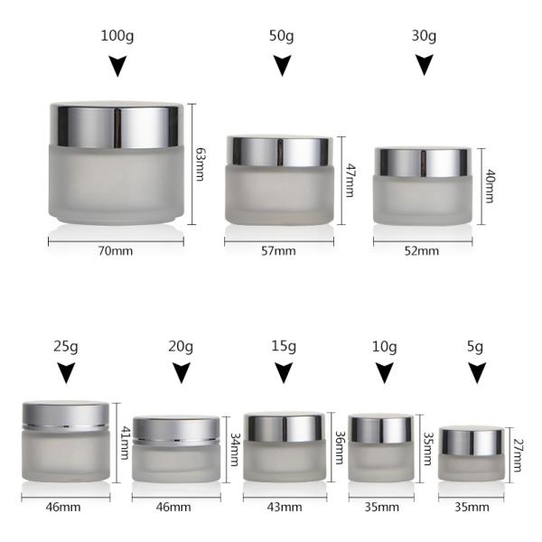 Quality 100g Frosted Glass Cream Jar Cosmetic Empty Foundation Bottle for sale