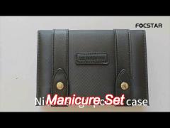 stainless steel pu leather nail pedicure grooming kit 10pcs manicure tools set