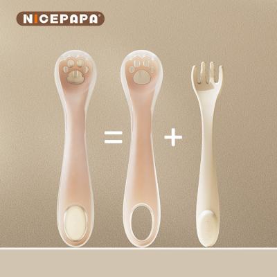 China 2-In-1 Baby Spoon And Fork Baby stuff Parent＆Child Companionship Fork＆Spoon Baby Feeding Kit for sale