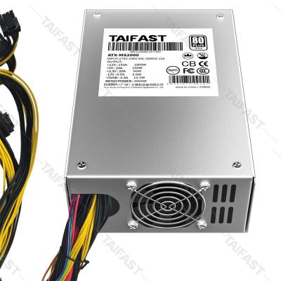 Cina Fan silenziosi del gruppo di alimentazione 90PLUS Ethereum 2 di Rig Power Supply For Mining 8 Gpu 2000W di estrazione mineraria di ATX d'argento in vendita