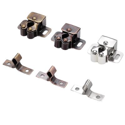 China Old-Style Furniture Cabinet Doors Accessory Small Double-Wheel Spring Bumper Clip Lock Cross-Border Magnetic Metal Accessory for sale