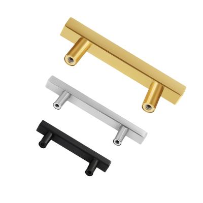 China Modern American-Style Stainless Steel Long Handle Kitchen Cabinets Wardrobe Square Tube Drawer Door Knobs Furniture Handle Knobs for sale