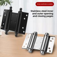 China Modern Double-Open Automatic Closing Adjustable Stainless Steel Door Spring Hinge 110 Opening Angle Wall Mount for sale
