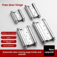 China Modern Double-Open Automatic Closing Adjustable Stainless Steel Door Spring Hinge 110 Opening Angle Wall Mount for sale