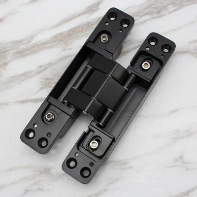 China Modern Simple Black H-Shaped Zinc Alloy Door Hinge Three-Dimensional Adjustable Foldable Window Hinges with Hidden Feature for sale