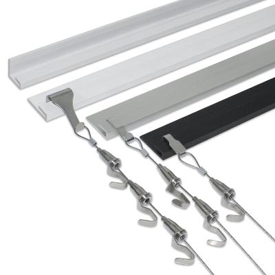 China Modern Gallery Exhibition Picture Hanging Rail Adjustable Slot Guide Calligraphy Hook Mouldings for Wall Hanging for sale