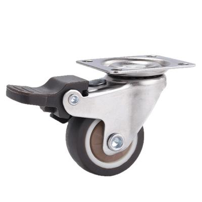 China Modern Silent Furniture Trolley Wear-Resistant Soft Rubber Universal Caster Brake Small Pulley Direct Factory Living Room Office for sale