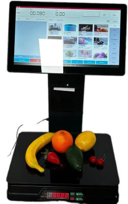 China Pantalla principal 12.5'/15'/15.6' HD Pantalla principal Smart POS Escala de inteligencia artificial con reconocimiento de etiquetas de código de barras y pesaje automático en venta