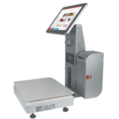 China Pantalla principal 12.5'/15'/15.6' HD Pantalla principal Smart POS Escala de inteligencia artificial con reconocimiento de etiquetas de código de barras y pesaje automático en venta