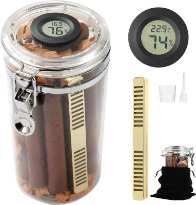 China Morden Transparent Acrylic Cigar Humidor Can Cylindrical Cigar Storage Container Can Accommodate 12-18 Cigars factory