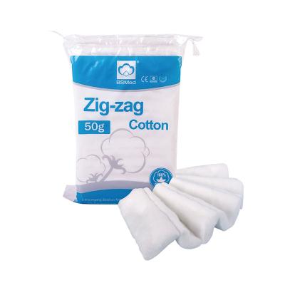 Cina L'assorbimento di acqua specifico 23g Min Zig Zag Cotton Wool pieghetta il prodotto medico 25g in vendita