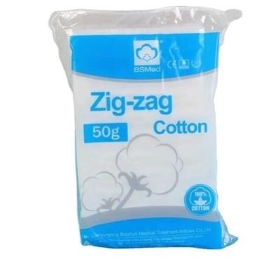 China Weight / Bag 10g-1000g / bag Zig Zag Cotton For Wound Dressing Or Care Fiber Length 13 16mm for sale