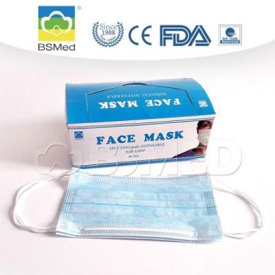 China Light Blue 3 Ply Face Mask , Earloop Type Cotton Surgical Face Masks for sale