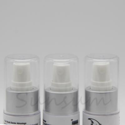 China 50ml Custom Logo Plastic Cosmetic Bottle with Sliver Spray Pump for sale