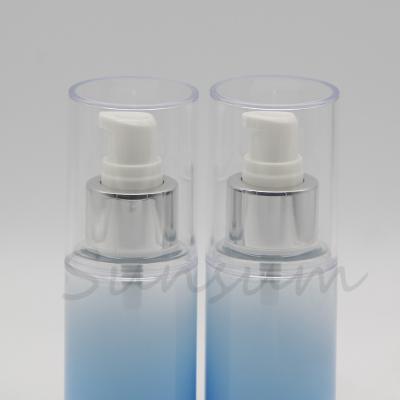 China 50ml Gradient Blue Plastic Face Cream Lotion Bottle with Sliver Pump for sale
