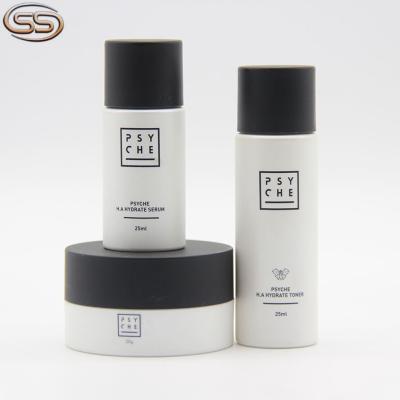 China 20ml 30ml Matte White Plastic PET Travel Bottle and 20g Cream Jar for sale