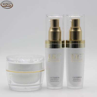 China 30ml Luxury Plastic Cosmetic Double Wall Lotion Bottle and 30g Acrylic Jar for sale