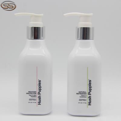 China 8 oz 250ml Square plastic pet shampoo bottle with treatment pump for sale