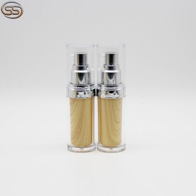 China 30ml Plastic Cosmetic Bamboo Bouble Wall Bottle With Sliver Lotion Pump for sale