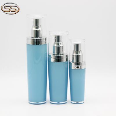 China Hot Sales Plastic Cosmetic Double Wall Bottle with Sliver Lotion Pump for sale