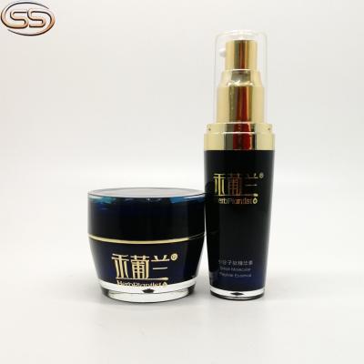 China Luxury 30ml Plastic Double Wall Lotion Bottle and 30g Cream Jar for sale