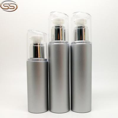China Matt silver skin care plastic lotion pump bottles for lotion cream use for sale