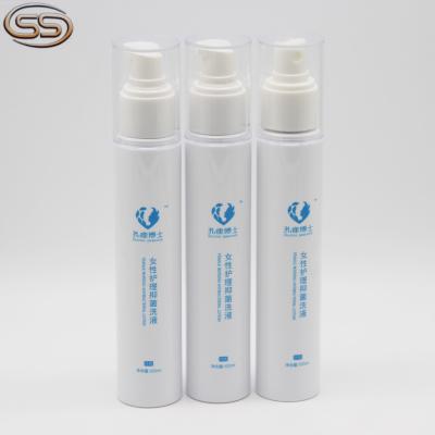 China Screen Printing Handling 100ml Plastic Cosmetic Spray Lotion Pump Bottle for sale