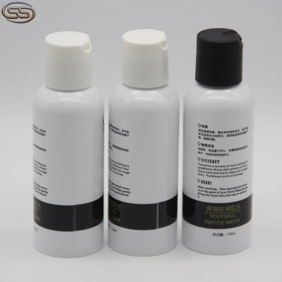 China 110ml Free Sample Plastic Cosmetis Bottle with Press Cap For Shampoo Packaging for sale