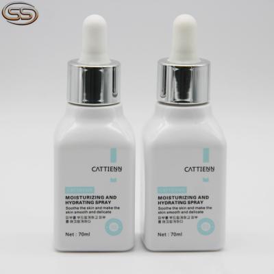 China 70ml Square Plastic Cosmetic Dropper Pump Bottle for Essential oil for sale