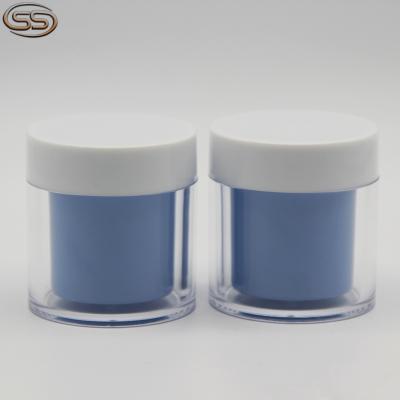 China 50ml Plastic PET Cosmetic Double Wall Cream Jar for Facial Cream Container Use for sale