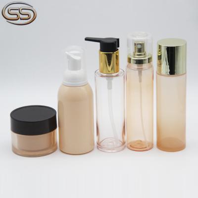China China Manufacturer Plastic Cosmetic Packaging Set Bottle and Cream Jar for sale