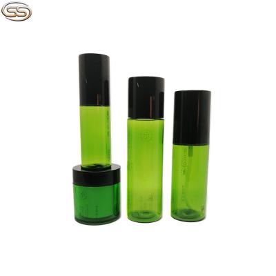 China 50ml 100ml Plastic Cosmetic Bottle Set and 50g Cream Jar Container for sale