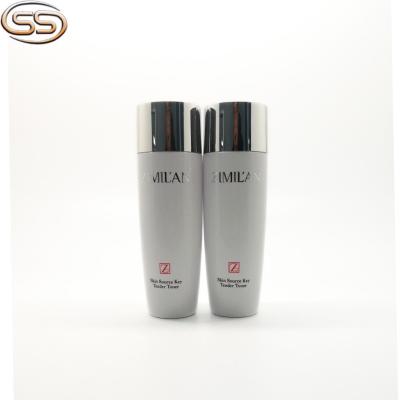 China 120ml Plastic PET Cosmetic Facial Toner Bottle with Sliver Screw Cap for sale