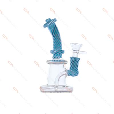 China 3 polegadas de Bong Smoking Pipes Mini Stripe de vidro curvaram a base do disco do pescoço com chama de 14mm à venda