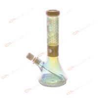 China Electroplating Glass Bong 33cm White Jade Color Mouthpiece Ice Catcher Bowl 18F Joint for sale
