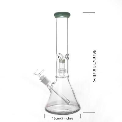 Cina Tubatura dell'acqua a 14 pollici del vetro borosilicato della caffettiera a filtro della matrice con il collettore del ghiaccio 3 in vendita