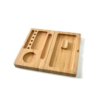 China 130*120mm Antislip Tabak Houten Rolling Tray Multi Purpose With Lid Te koop