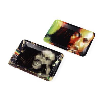 China Beeldverhaal Gedrukt Tin Metal Rolling Tray Roll op Metaal Dienend Dienblad 18*12.5cm Te koop