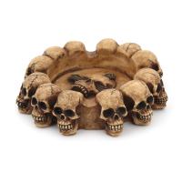 China Resin Skeleton Ashtray 120x120x40mm Tawny Cigar Smoking Ashtray Custom Logo for sale