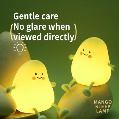 China New Small Green Mango Night Light Mango Timing With Sleeping Silicone Light Creative Gift Atmosphere Pat LED Light for sale
