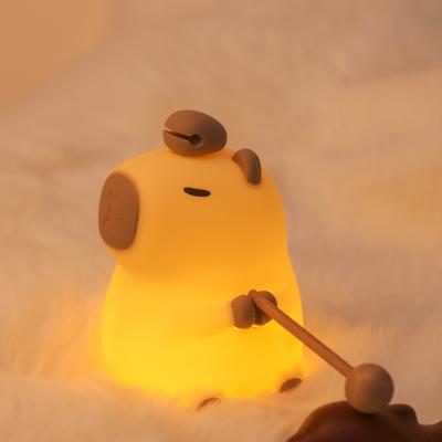 China Funny Cartoon Capybara Night Light Tap Control 1200mAh Rechargeable Sleeping Night Light With 7 Changeable Color for sale