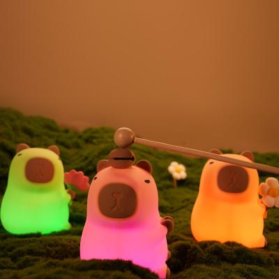 China Funny Cartoon Capybara Night Light Tap Control 1200mAh Rechargeable Sleeping Night Light With 7 Changeable Color for sale