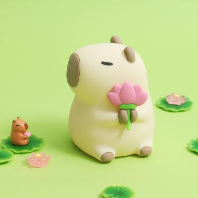China Funny Cartoon Capybara Night Light Tap Control 1200mAh Rechargeable Sleeping Night Light With 7 Changeable Color for sale