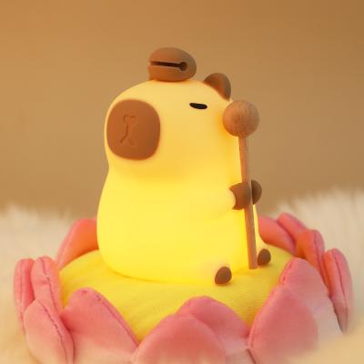 China Funny Cartoon Capybara Night Light Tap Control 1200mAh Rechargeable Sleeping Night Light With 7 Changeable Color for sale