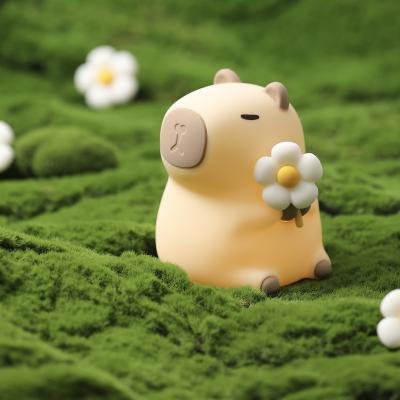 China Modern Design Silicone Capybara Night Lamp Portable USB Rechargeable LED Light Source Touch Control Animal Lamp For Bedroom for sale
