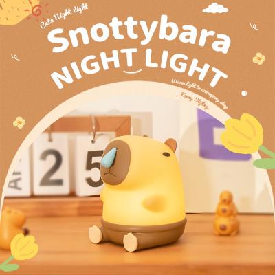 China Cute Snottybara Lâmpada de mesa Animal recarregável Criativo Cartoon Capybara Lâmpada de noite de silicone for sale