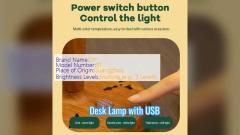 Wall Plug In  LED Desk Lamp USB Port