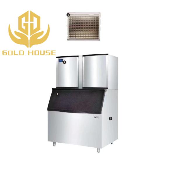 Quality 1500 Pounds Ice Maker 520 Ice Cube Trays High Density Ice Storage Bucket 3300W for sale